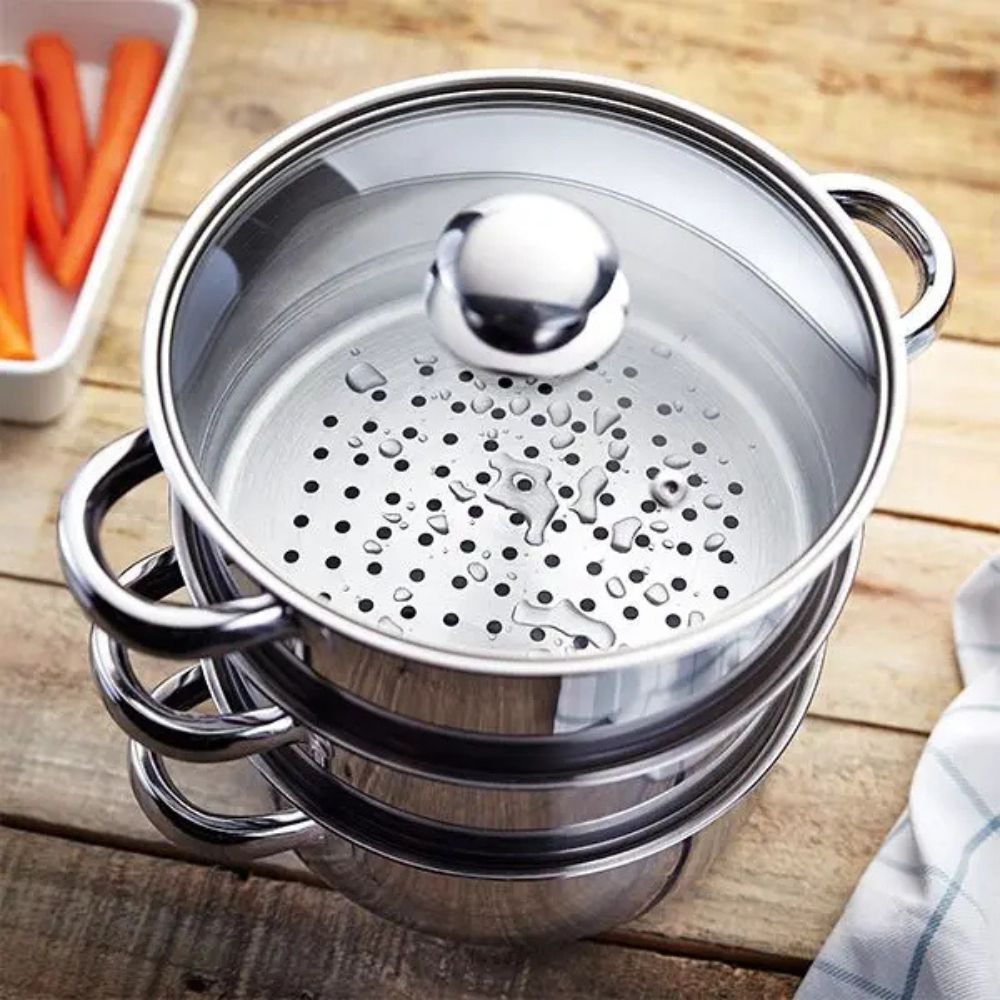 Judge Essentials 24cm 3 Tier Glass Lid Steamer