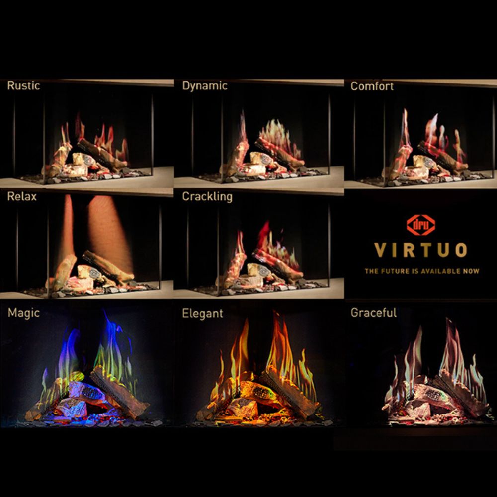 Virtuo 80/3 Cv-Glass Electric Hologram Fire 2kw